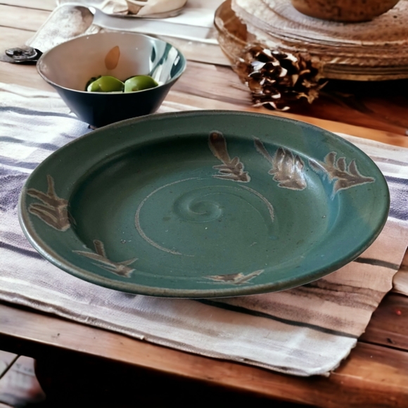 Handmade | Dining | Vtg Handmade Studio Art Pottery Plate Blue Green ...
